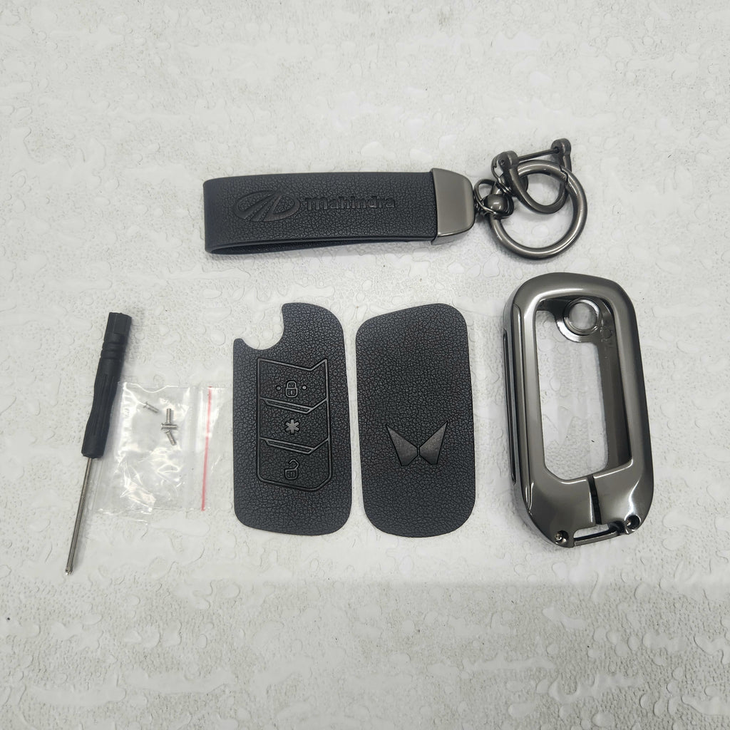 Mahindra XUV700/Scorpio/XUV300 New Flip Key Luxury Metal Alloy Leather ...