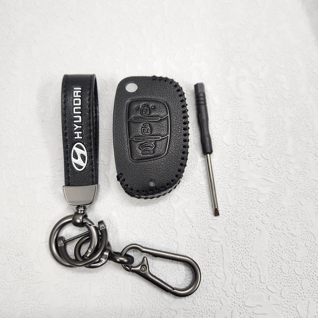 Hyundai i20/Creta Flip Key Luxury Handmade Oilwax Leather Keycase with ...