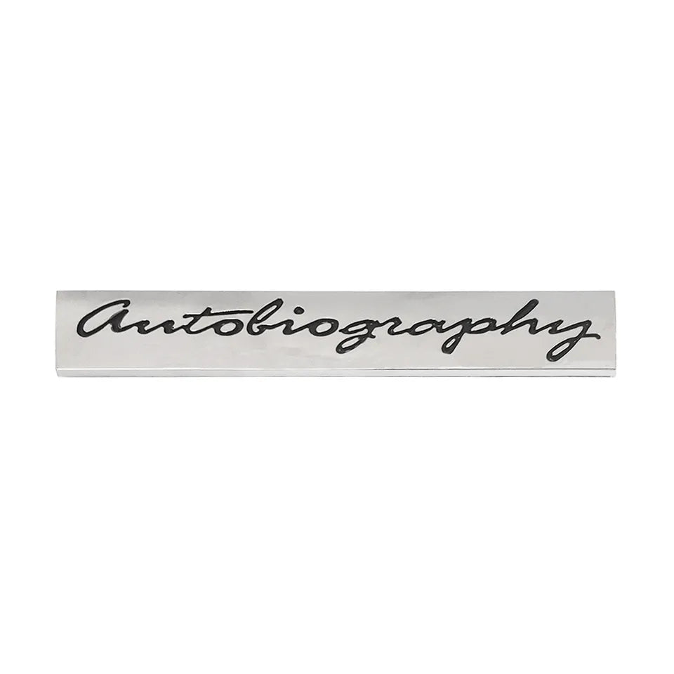 3D Autobiography Logo Metal Sticker Decal Grey/Black (11 x 2 cm) – Kaarr